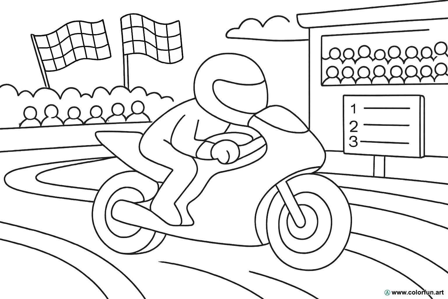 Planșă de colorat cu o motocicletă GP celebră Descărcați sau tipăriți ...