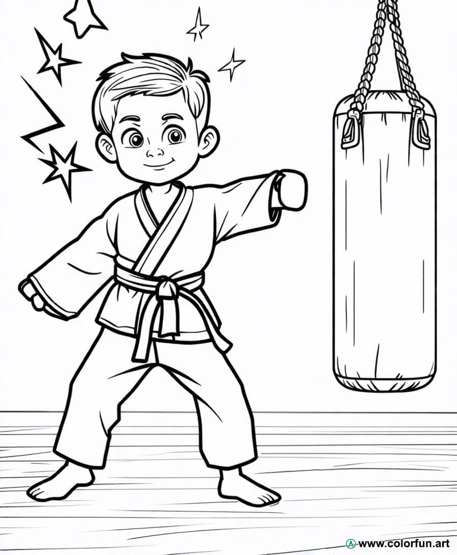 Planșă de colorat de karate pentru începători Descărcați sau tipăriți ...