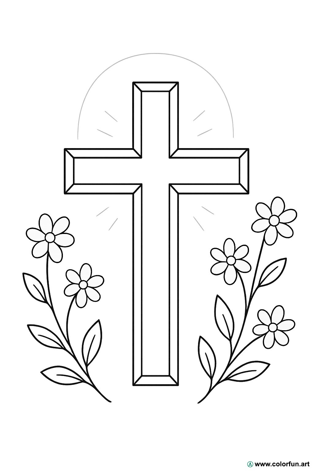 Planșă de colorat cu o cruce religioasă Descărcați sau tipăriți gratuit