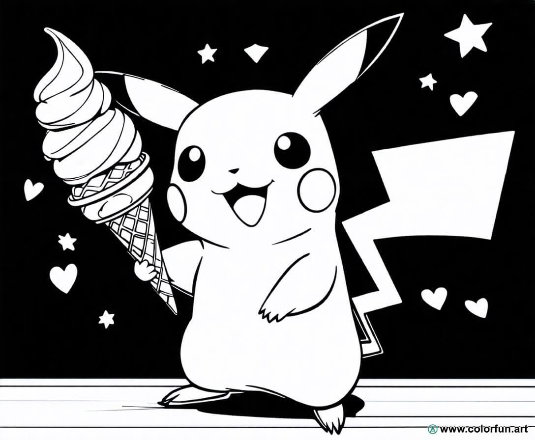 Planșă de colorat cu Pikachu Descărcați sau tipăriți gratuit