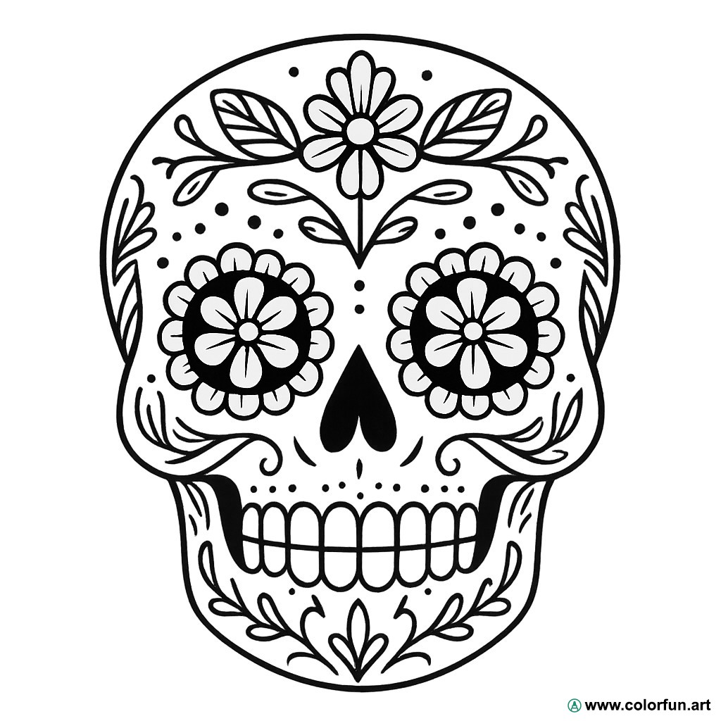 Planșă de colorat cu o craniu mexican tradițional. Descărcați sau ...