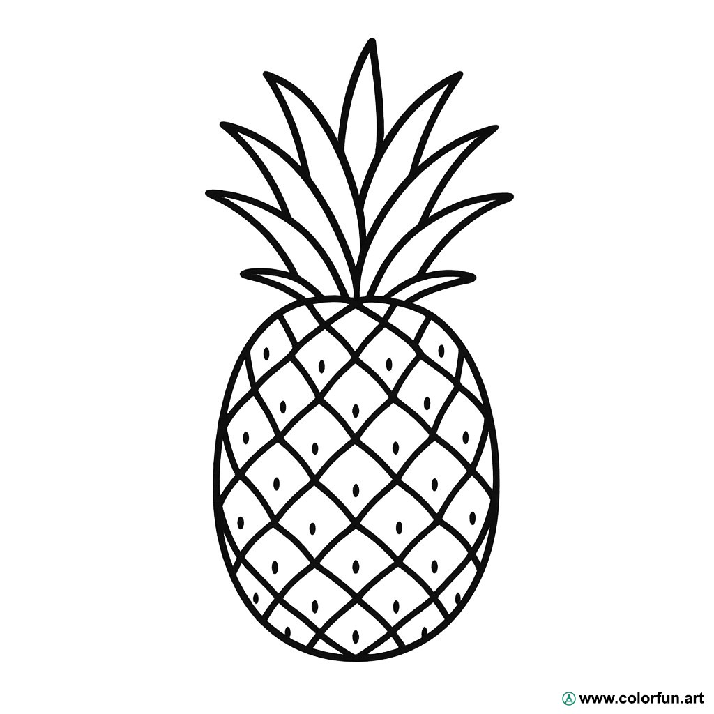 Planșă de colorat cu ananas tropical Descărcați sau tipăriți gratuit