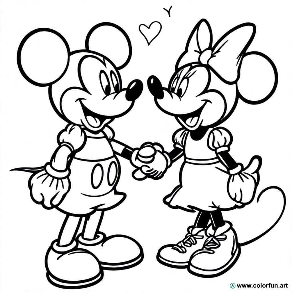 Planșă de colorat cu un cuplu Disney Descărcați sau tipăriți gratuit
