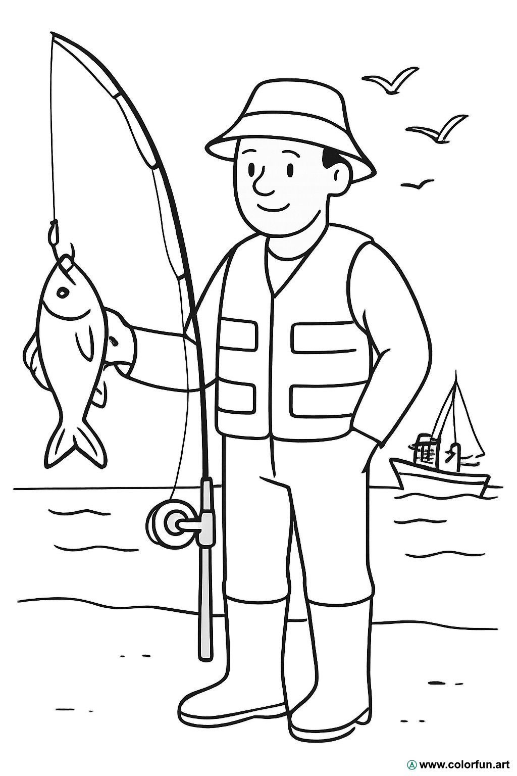 10 Planșe De Colorat Cu Pescari - Desene de colorat gratuite pentru ...