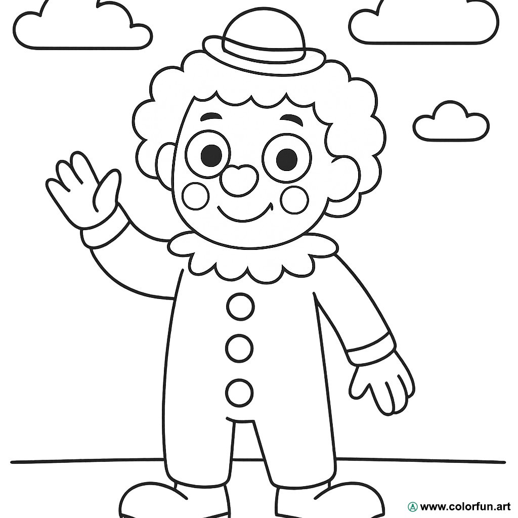 Planșă de colorat cu clovn și machiaj Descărcați sau tipăriți gratuit