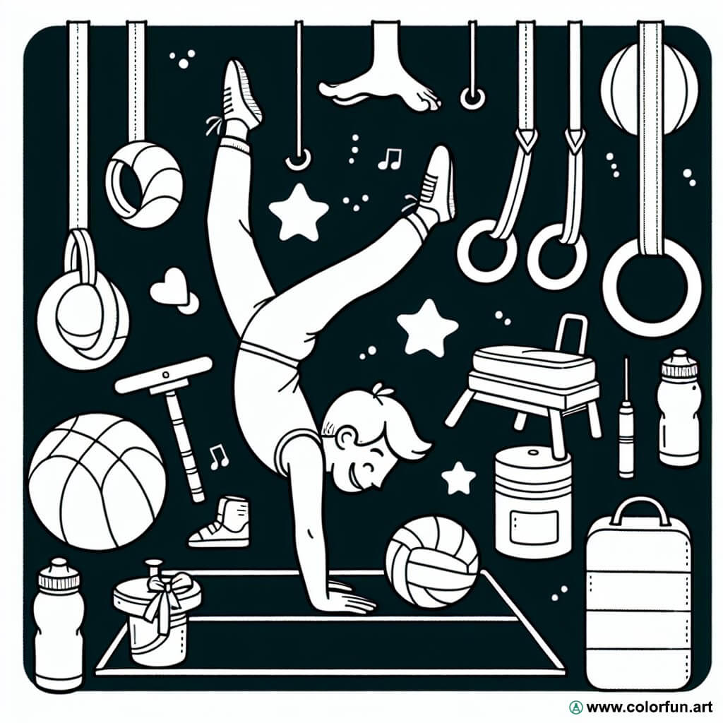 Planșă de colorat cu sportivi de gimnastică Descărcați sau tipăriți gratuit