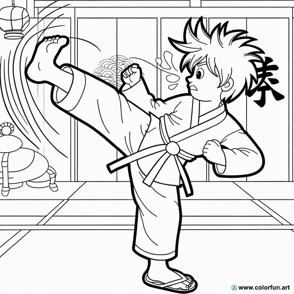 Planșă de colorat cu karate japonez Descărcați sau tipăriți gratuit