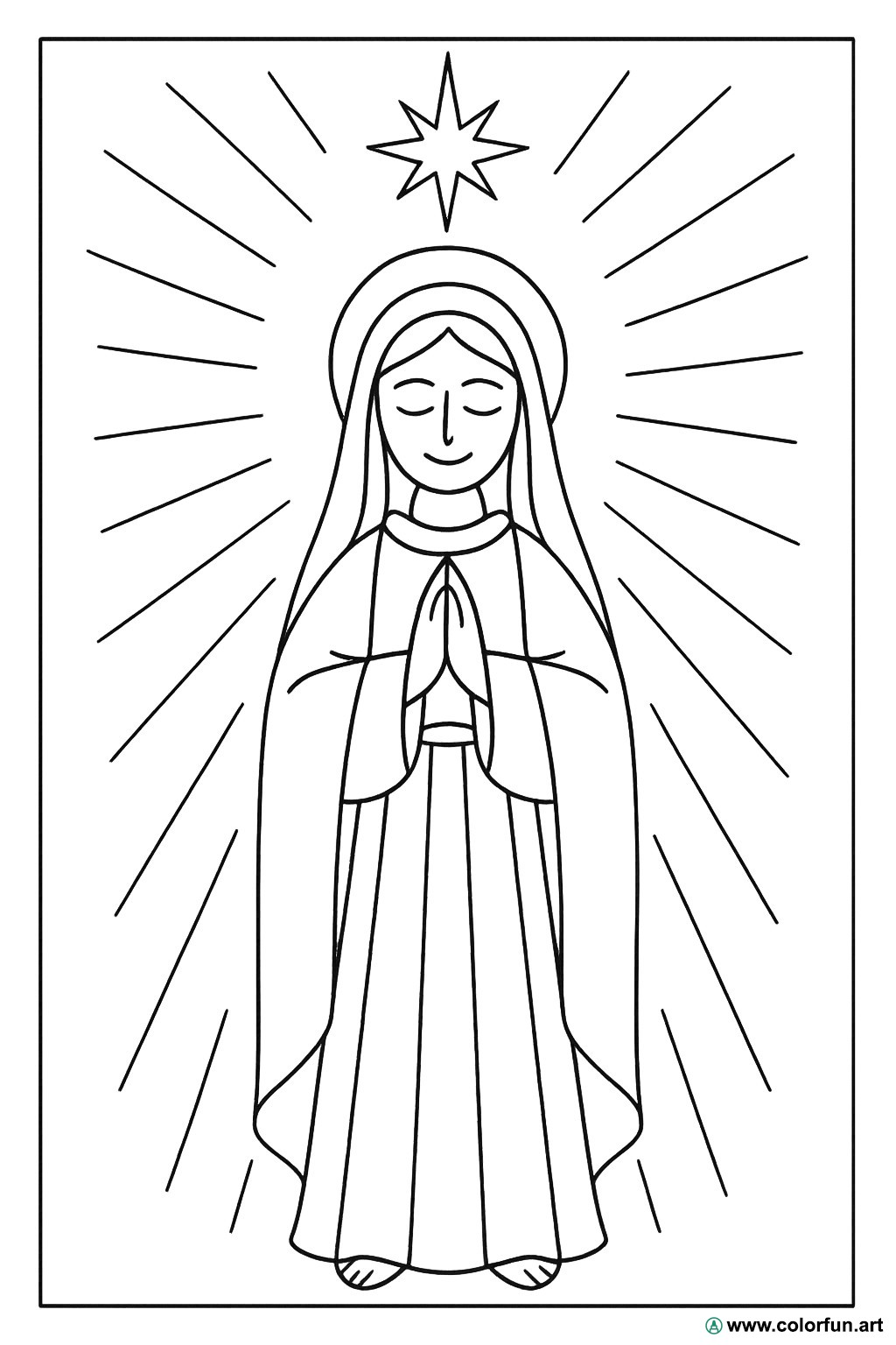 Planșă de colorat tradițională cu Fecioara Maria Descărcați sau ...