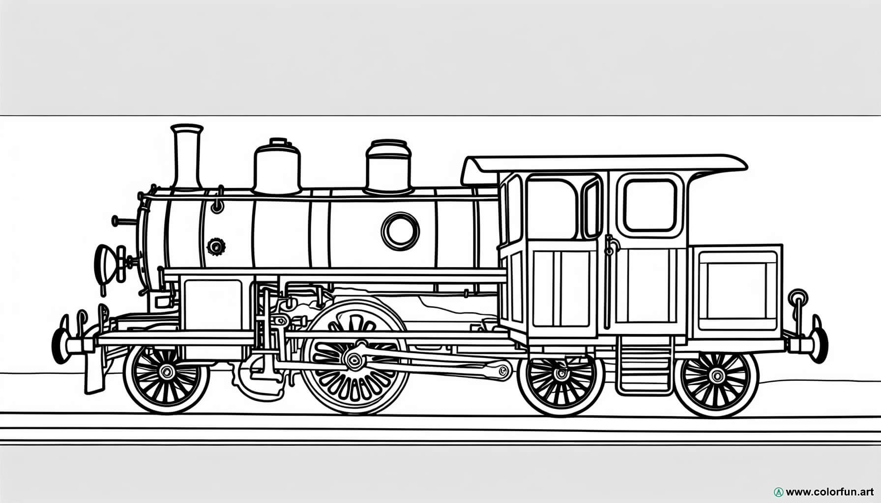 Planșă de colorat cu un tren vintage Descărcați sau tipăriți gratuit
