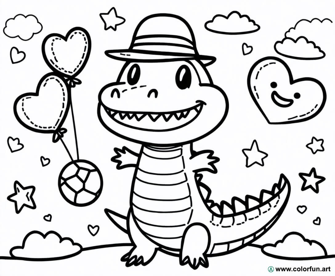 Planșă de colorat amuzantă cu crocodilul Descărcați sau tipăriți gratuit