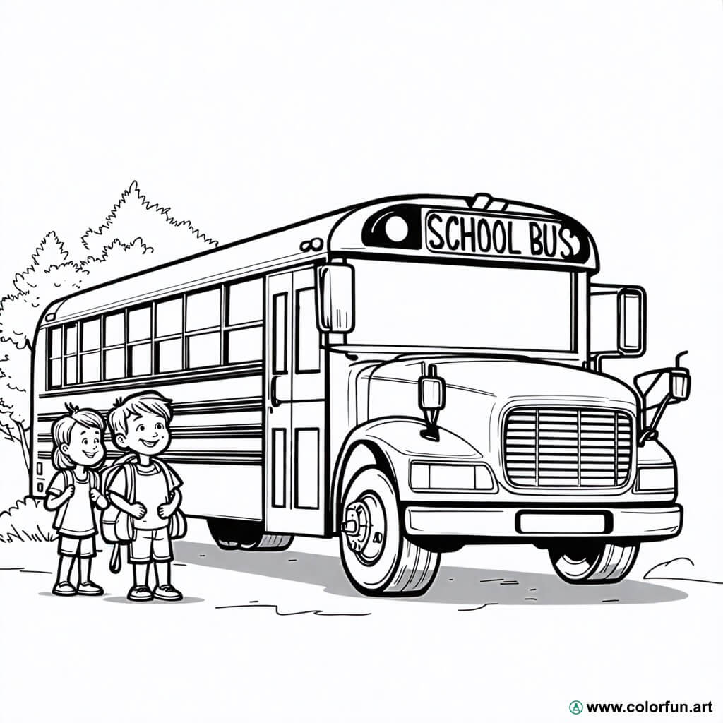 Planșă de colorat cu un autobuz colorat Descărcați sau tipăriți gratuit
