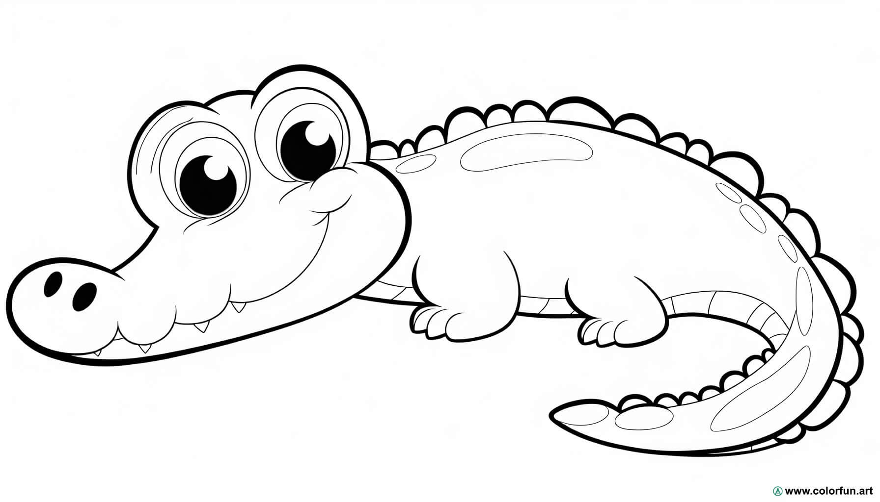 Planșă de colorat cu un crocodil drăguț Descărcați sau tipăriți gratuit