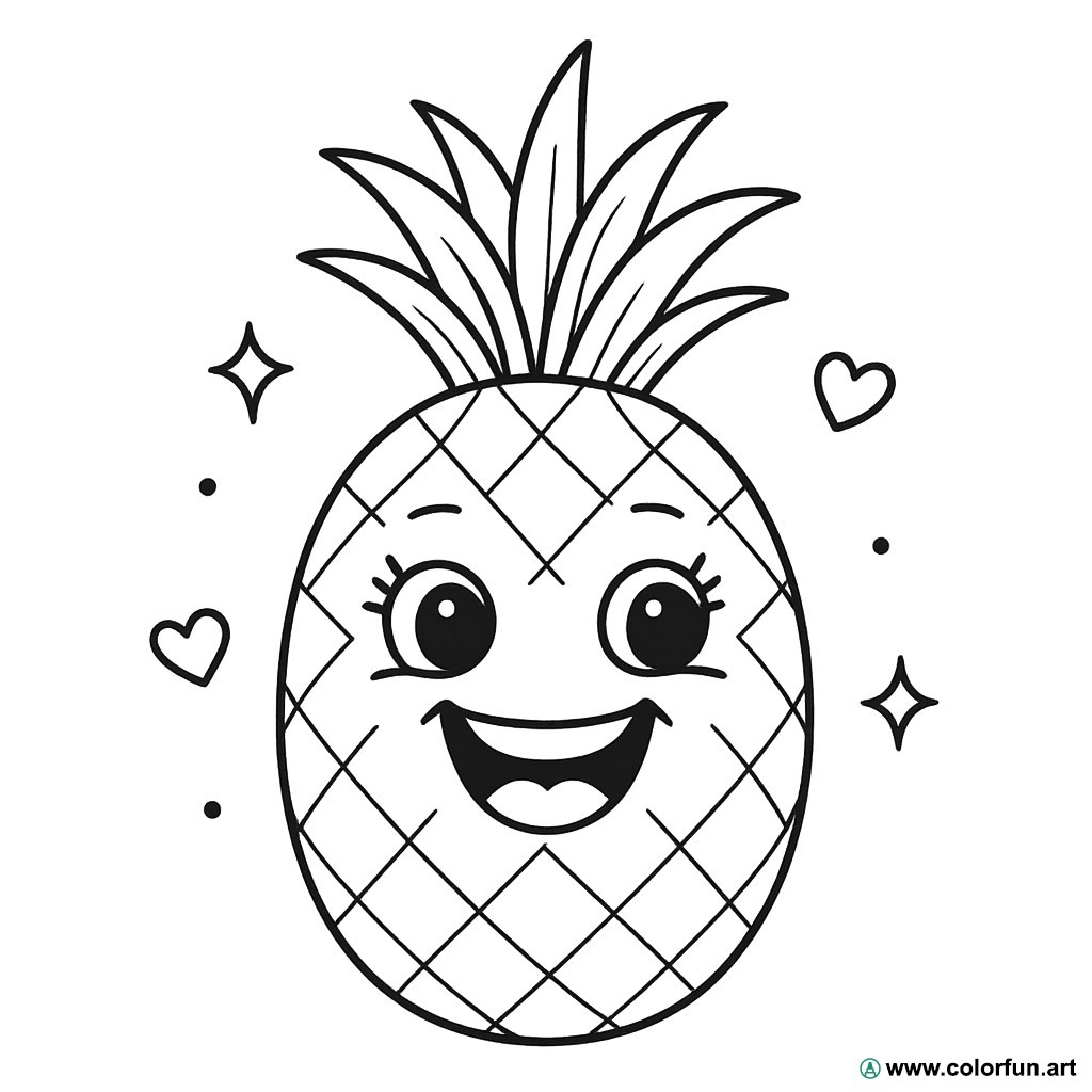Planșă de colorat cu un ananas pofticios Descărcați sau tipăriți gratuit