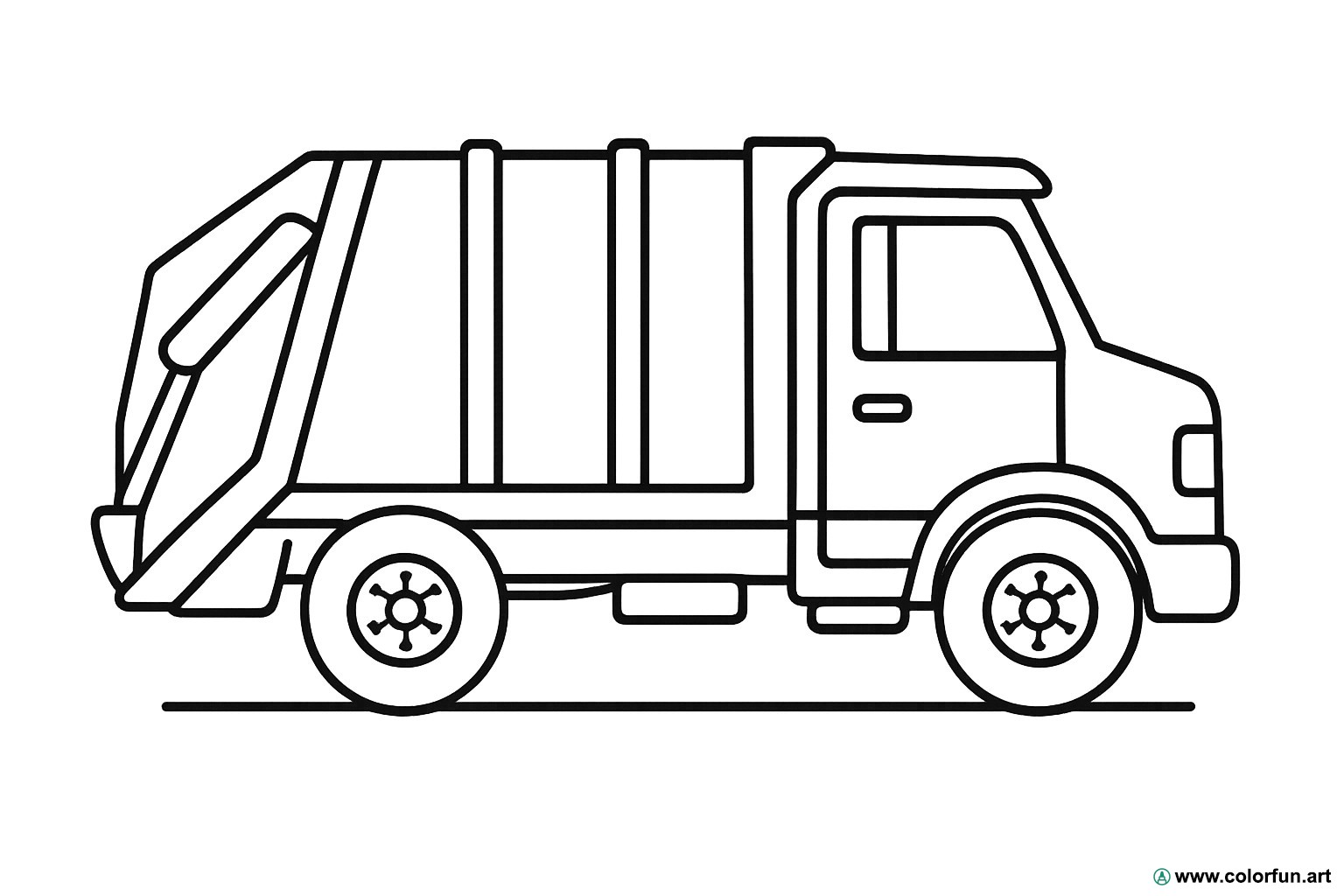 Planșă de colorat a unui camion de gunoi pentru deșeuri Descărcați sau ...