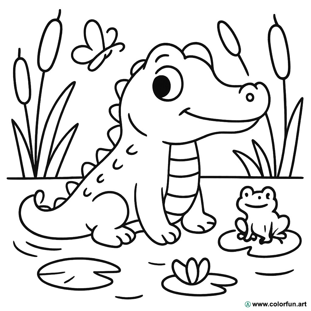 Planșă de colorat cu un crocodil baby Descărcați sau tipăriți gratuit