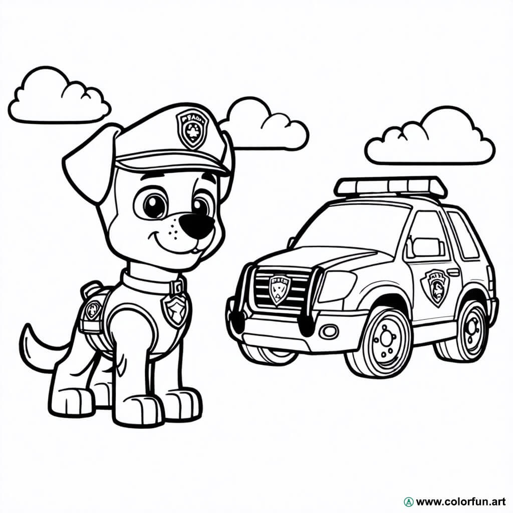 Planșă de colorat ușoară cu Pat' Patrouille Descărcați sau tipăriți gratuit