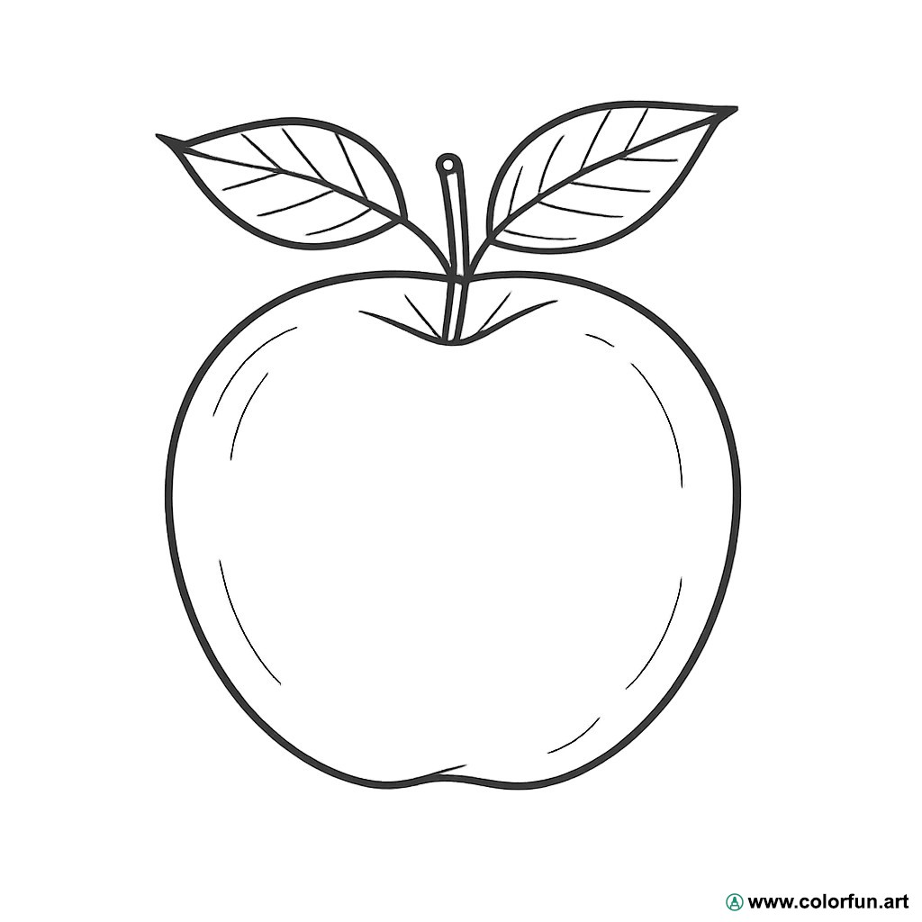 Planșă de colorat cu un măr fruct Descărcați sau tipăriți gratuit