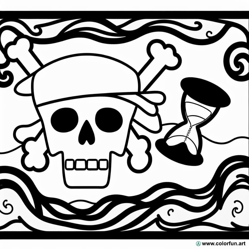 Planșă de colorat cu un craniu din One Piece Descărcați sau tipăriți ...