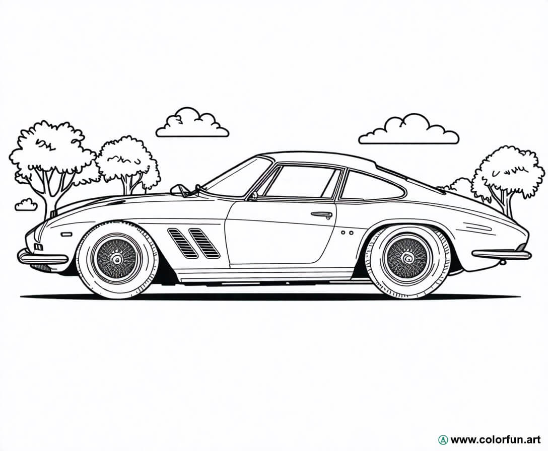 Planșă de colorat cu Ferrari vintage Descărcați sau tipăriți gratuit