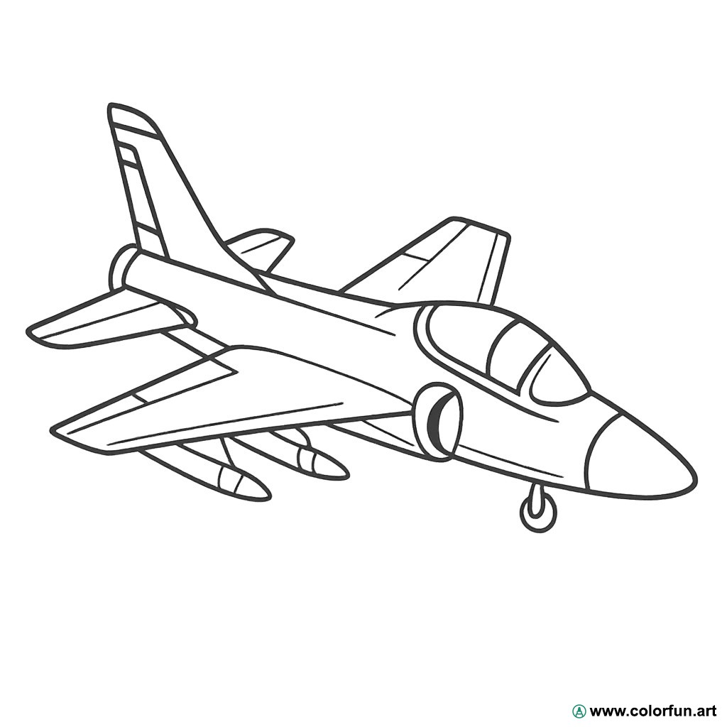 Planșă de colorat avion militar Descărcați sau tipăriți gratuit