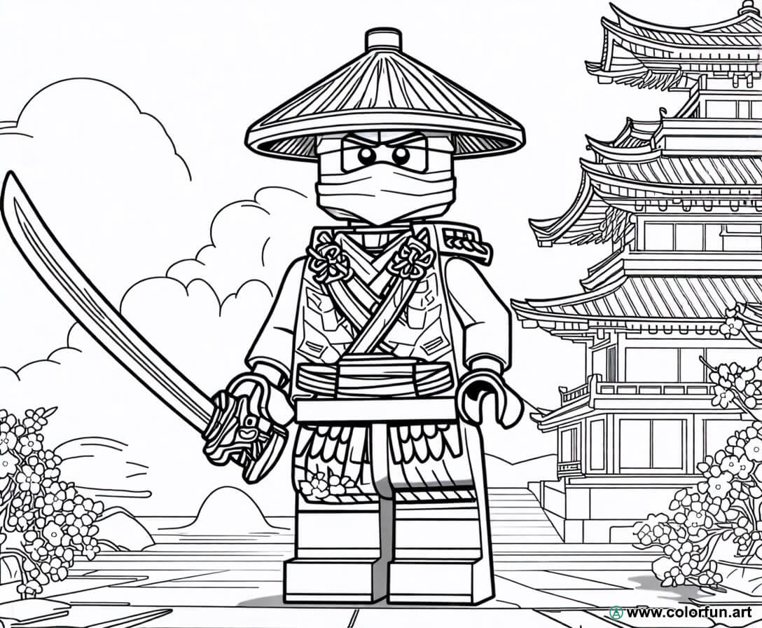Planșă de colorat cu samuraiul Ninjago Descărcați sau tipăriți gratuit