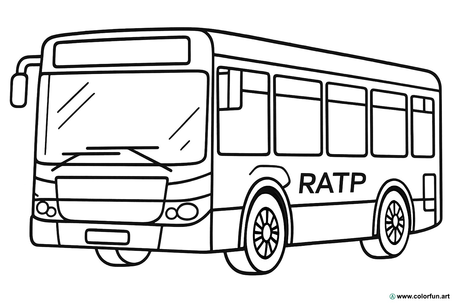 Planșă de colorat a autobuzului RATP Descărcați sau tipăriți gratuit