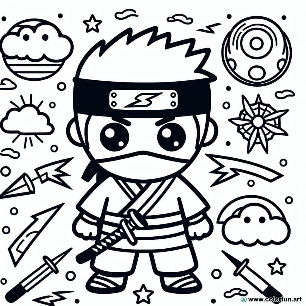 Planșă de colorat cu ninja Naruto Descărcați sau tipăriți gratuit