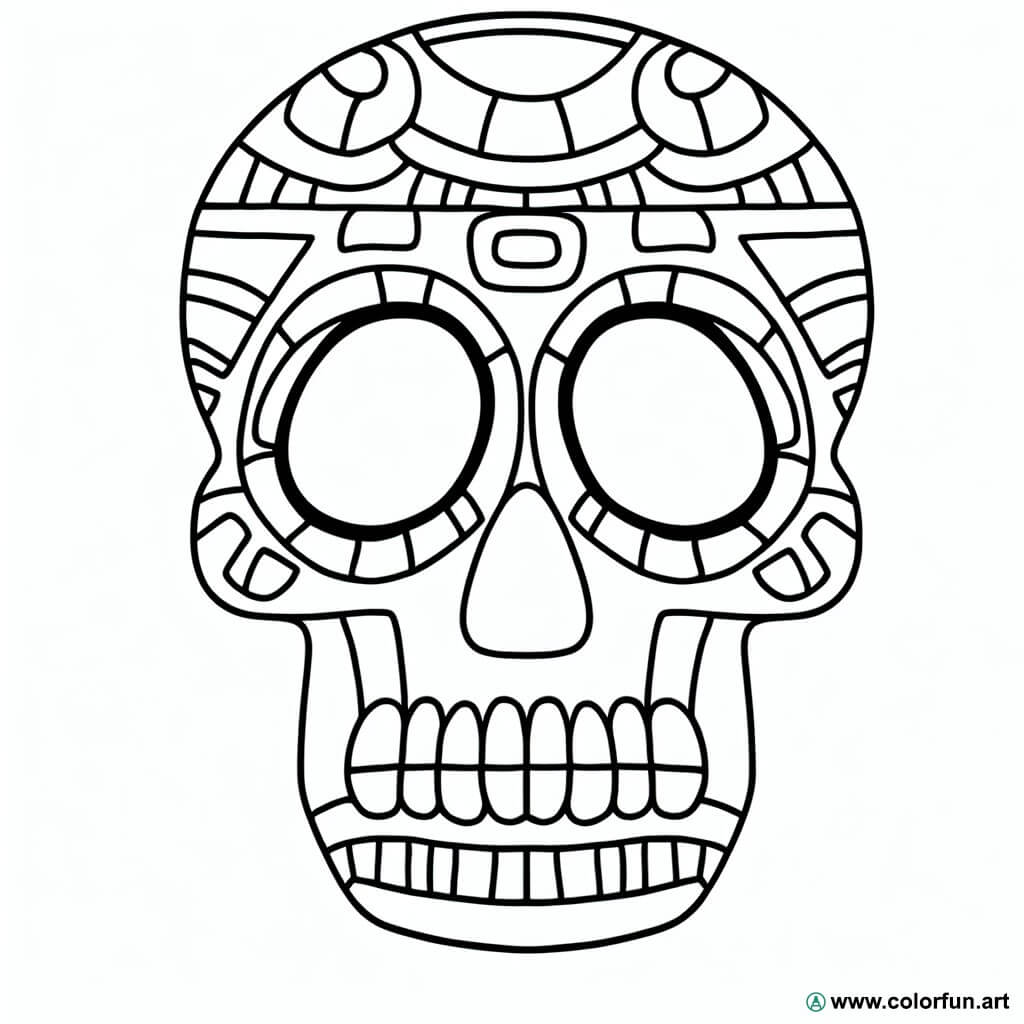 Planșă de colorat cu un craniu aztec Descărcați sau tipăriți gratuit