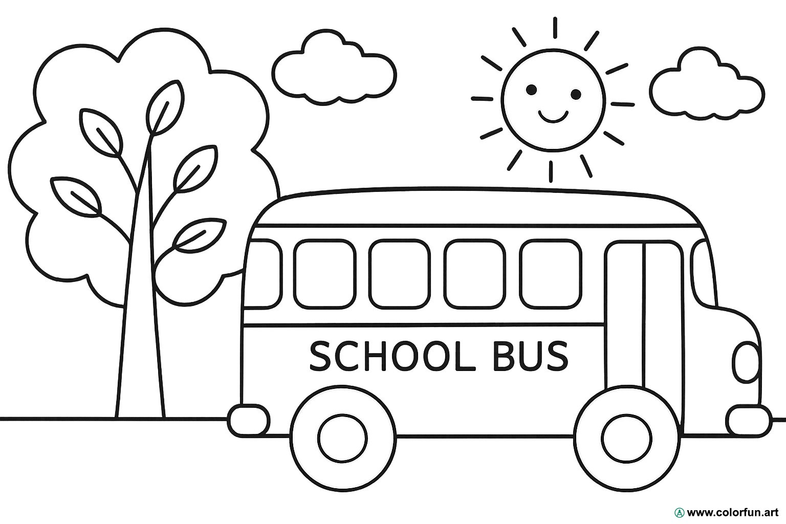 Planșă de colorat cu un autobuz pentru copii Descărcați sau tipăriți ...
