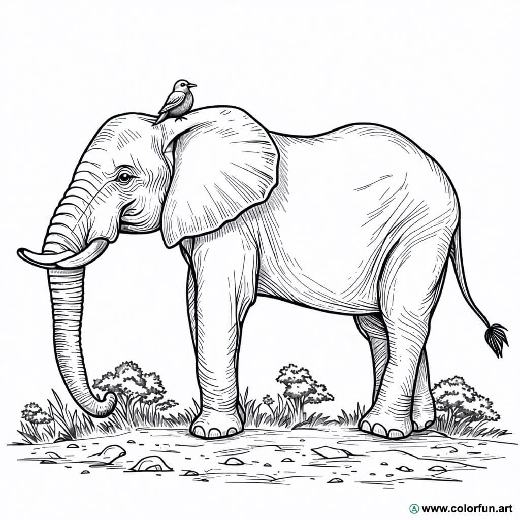 Planșă de colorat cu un elefant ușor Descărcați sau tipăriți gratuit