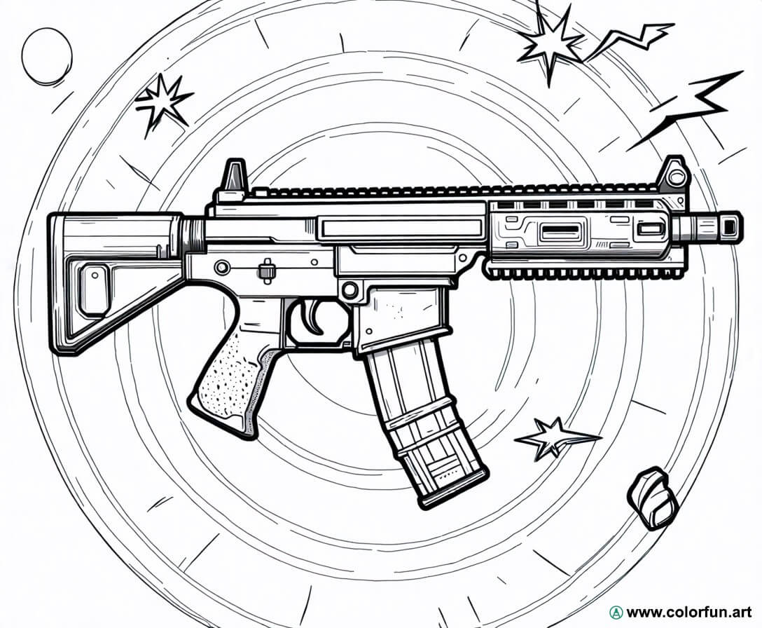 Planșă de colorat cu pistolul Fortnite Descărcați sau tipăriți gratuit