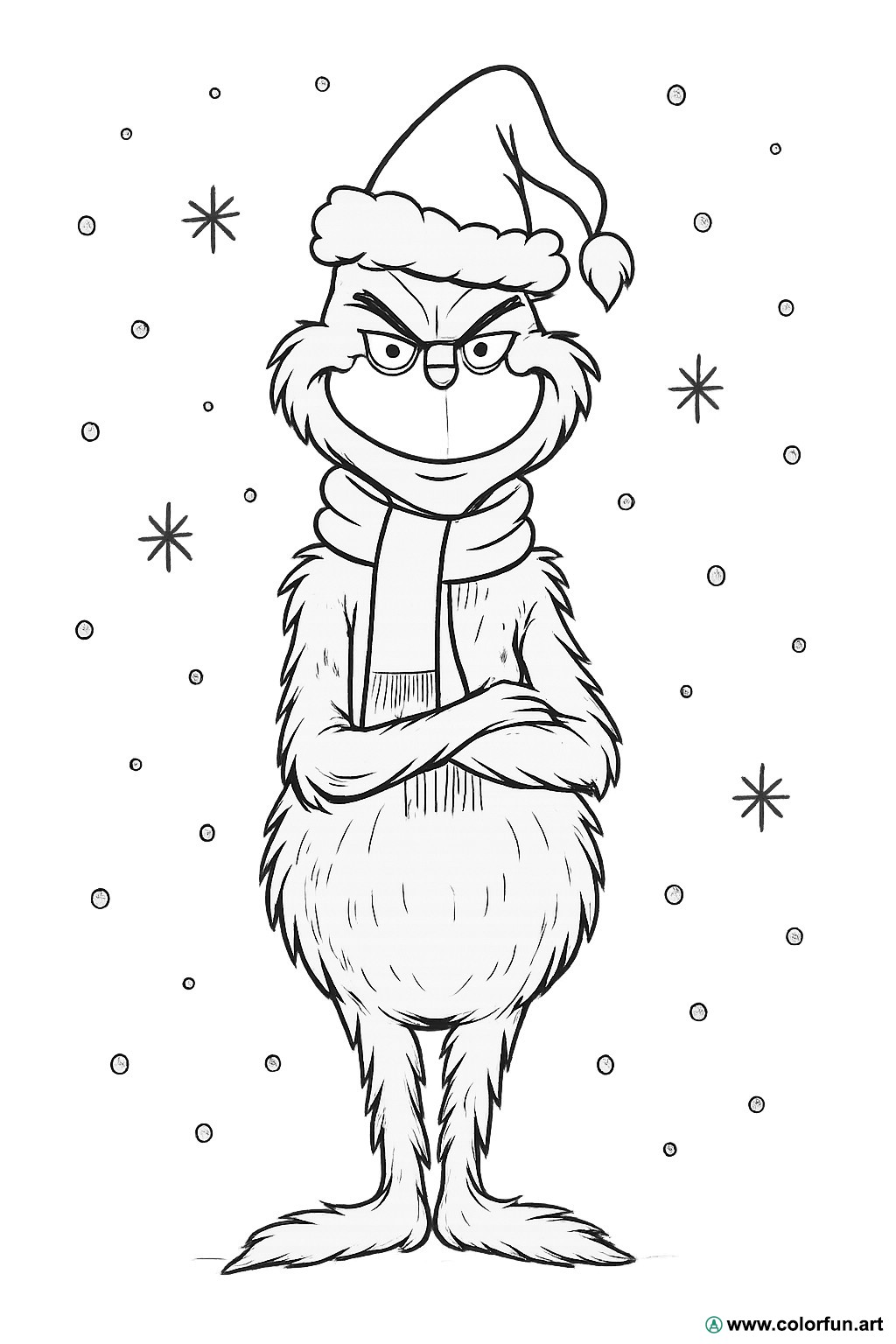 Planșă de colorat cu Grinch pentru Crăciun Descărcați sau tipăriți gratuit