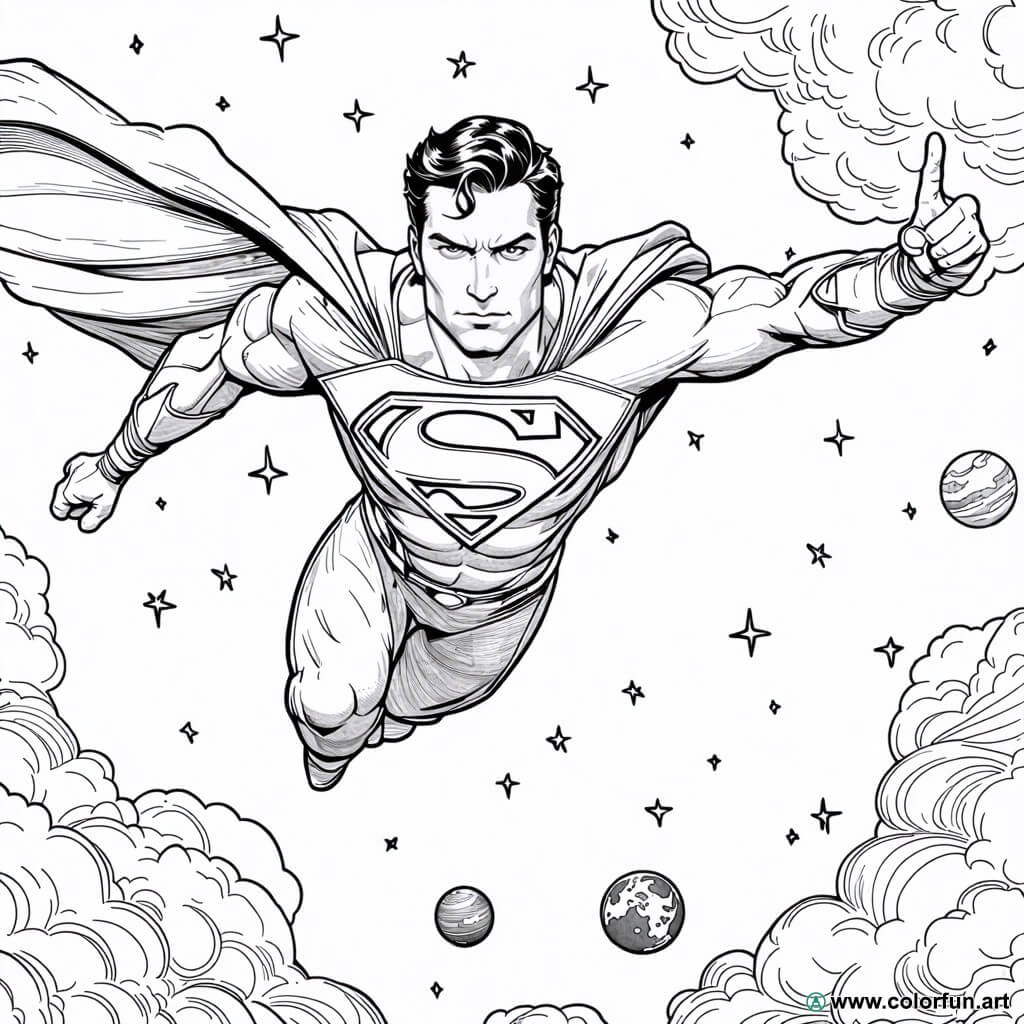 Planșă de colorat cu Superman pentru copii Descărcați sau tipăriți gratuit
