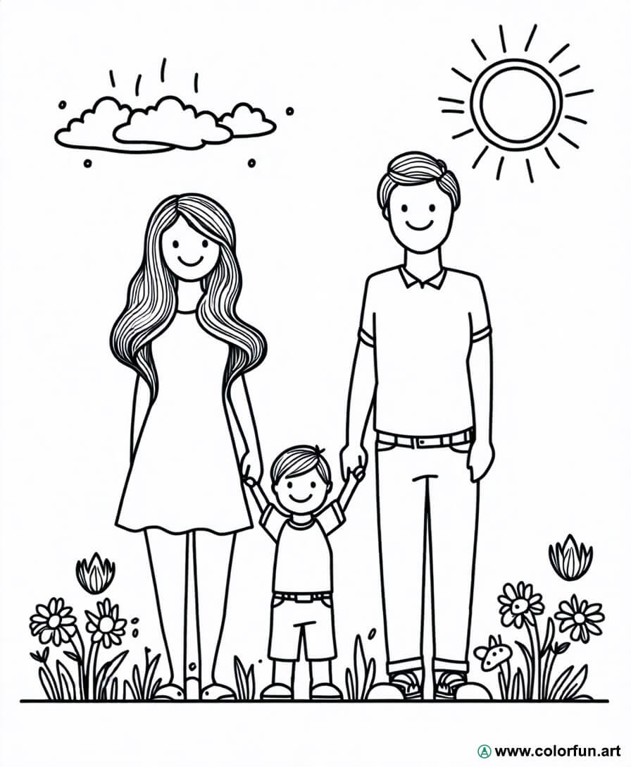 Planșă de colorat cu mama și tata în familie Descărcați sau tipăriți ...