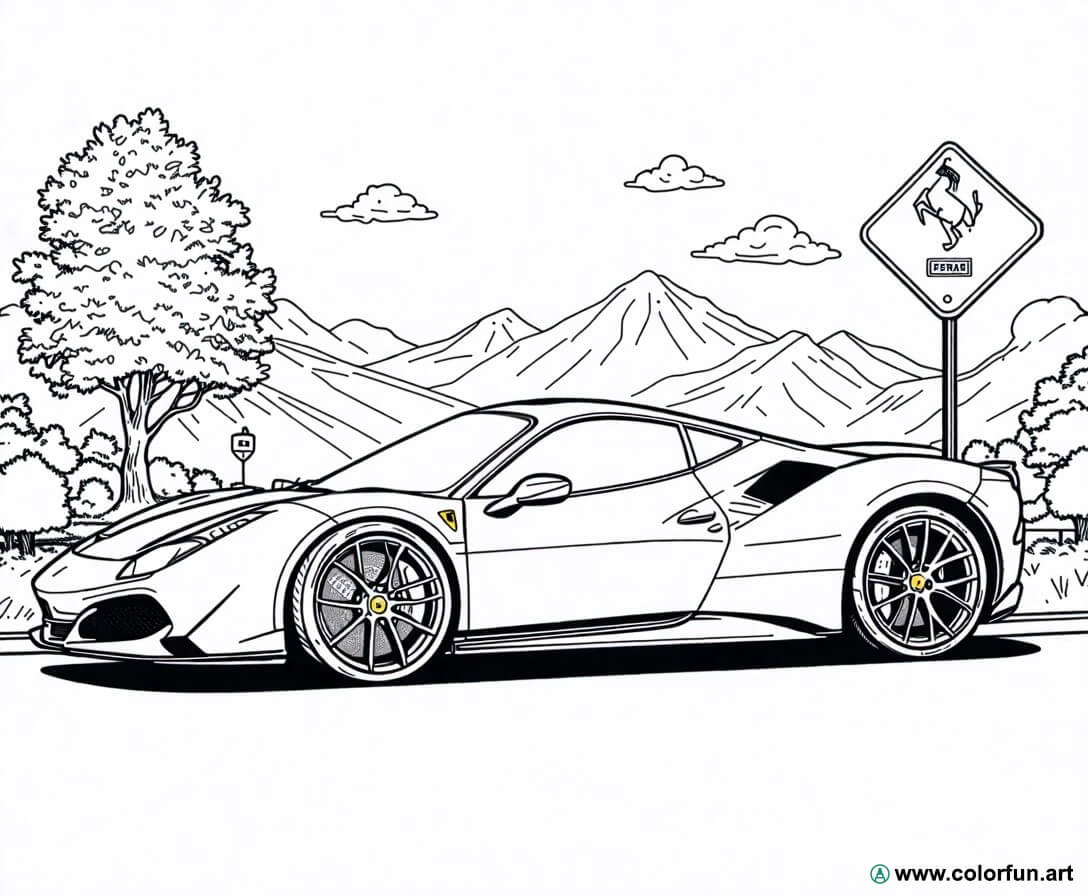 Planșă de colorat Ferrari 488 Pista Descărcați sau tipăriți gratuit