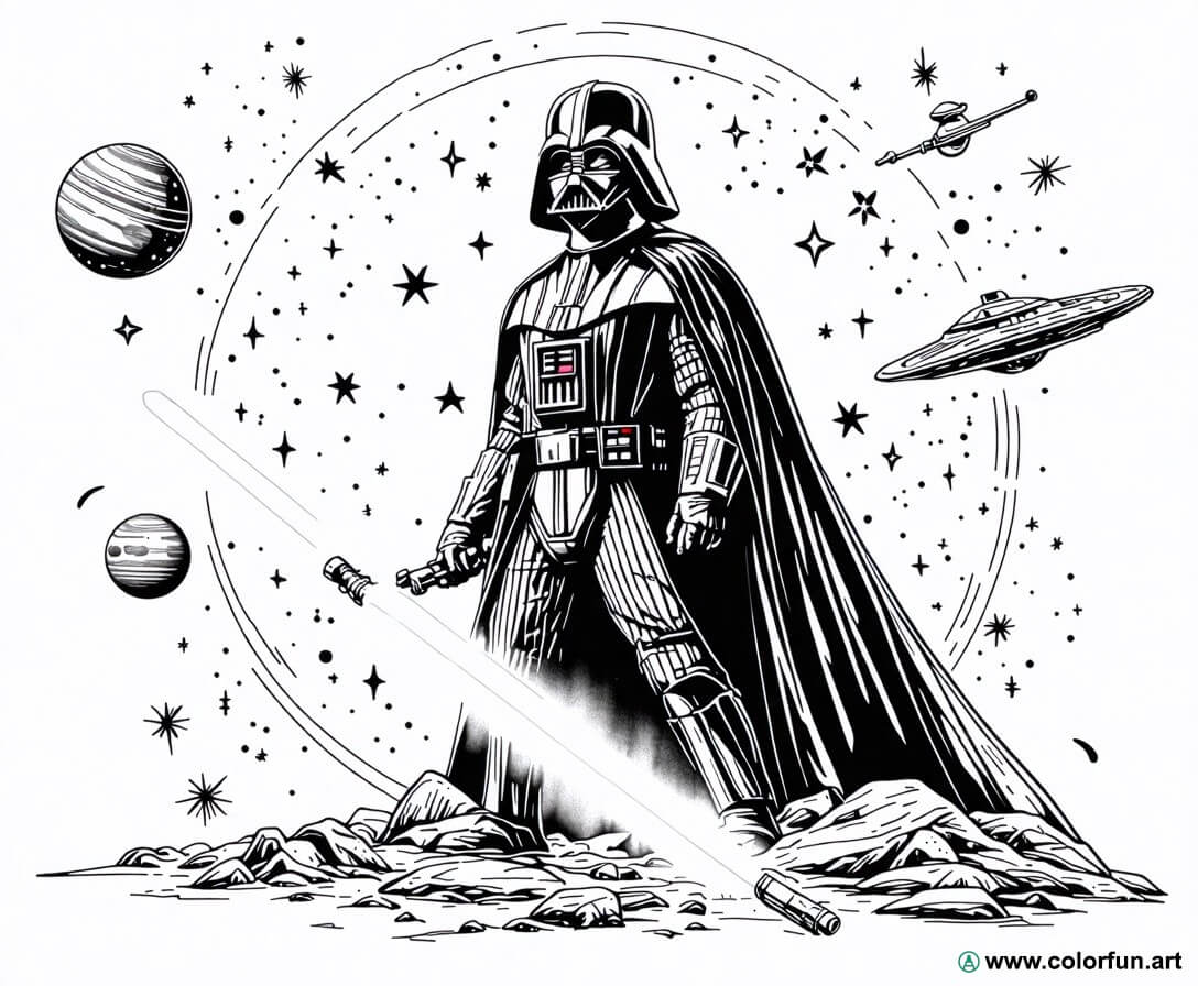 Planșă de colorat cu Dark Vador în universul Star Wars Descărcați sau ...