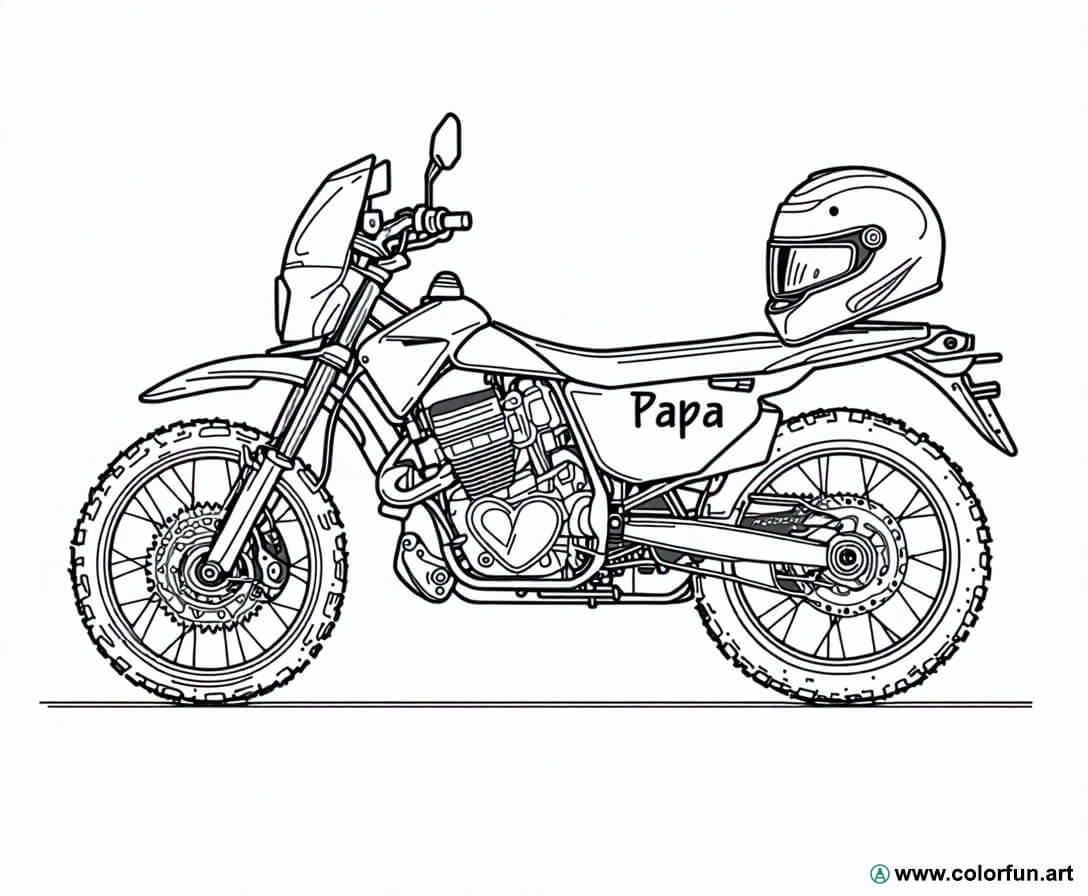 Planșă de colorat pentru ziua tatălui: motocicletă de colorat ...